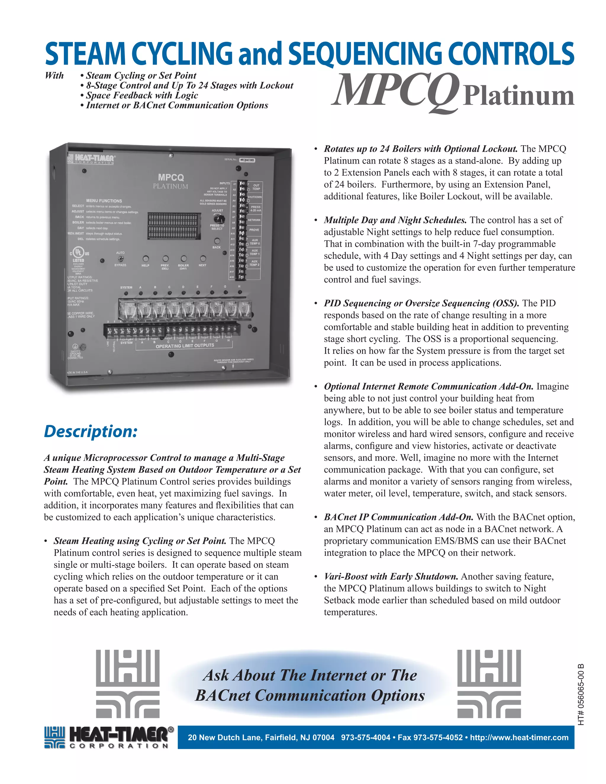 The MPCQ Platinum - Steam Outdoor Reset Heating Control | PDF