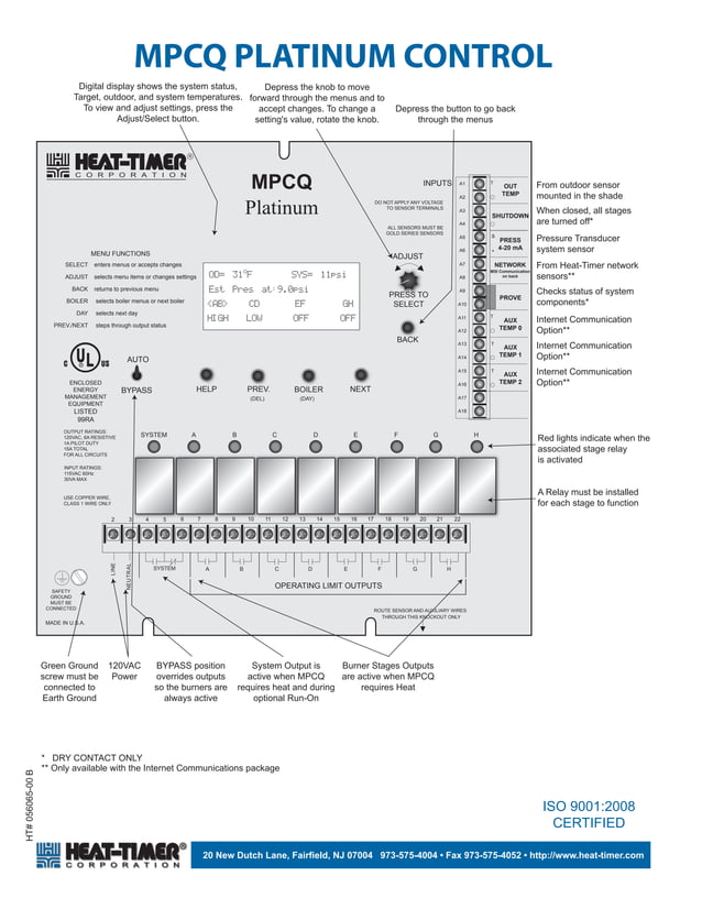 The MPCQ Platinum - Steam Outdoor Reset Heating Control | PDF