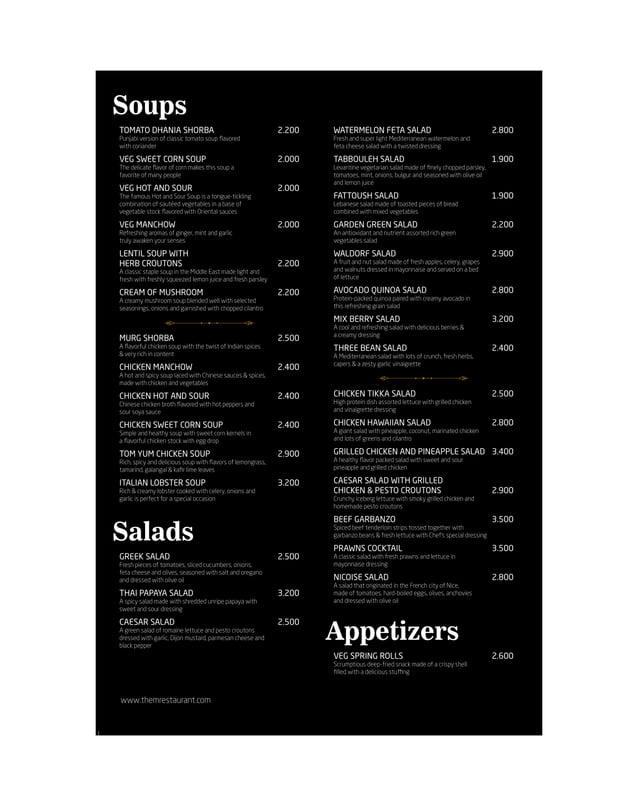The m restaurant fine dine menu | PDF