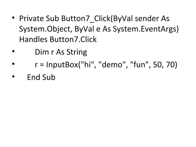 The msg box function and the messagebox class | PPT
