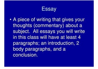 The Multi-Paragraph Essay | PDF