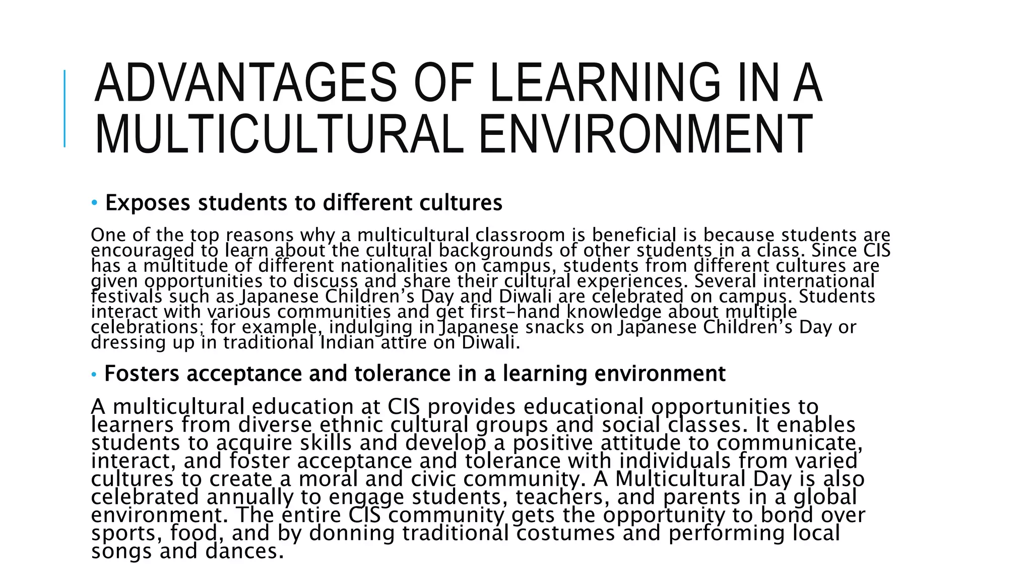 The Multicultral School Summary | PPTX | Education