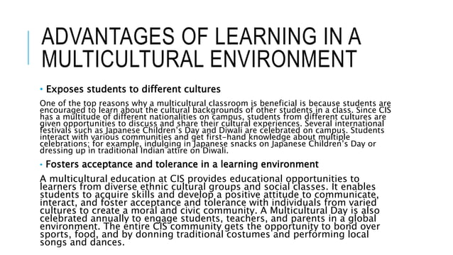 The Multicultral School Summary | PPTX | Education