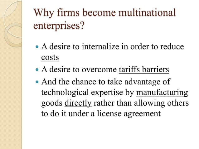 The multinational enterprise | PPTX | Large Business | Business