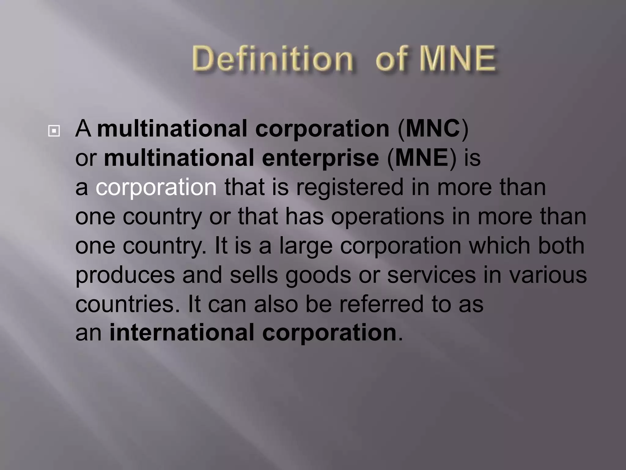 The multinational enterprise | PPTX