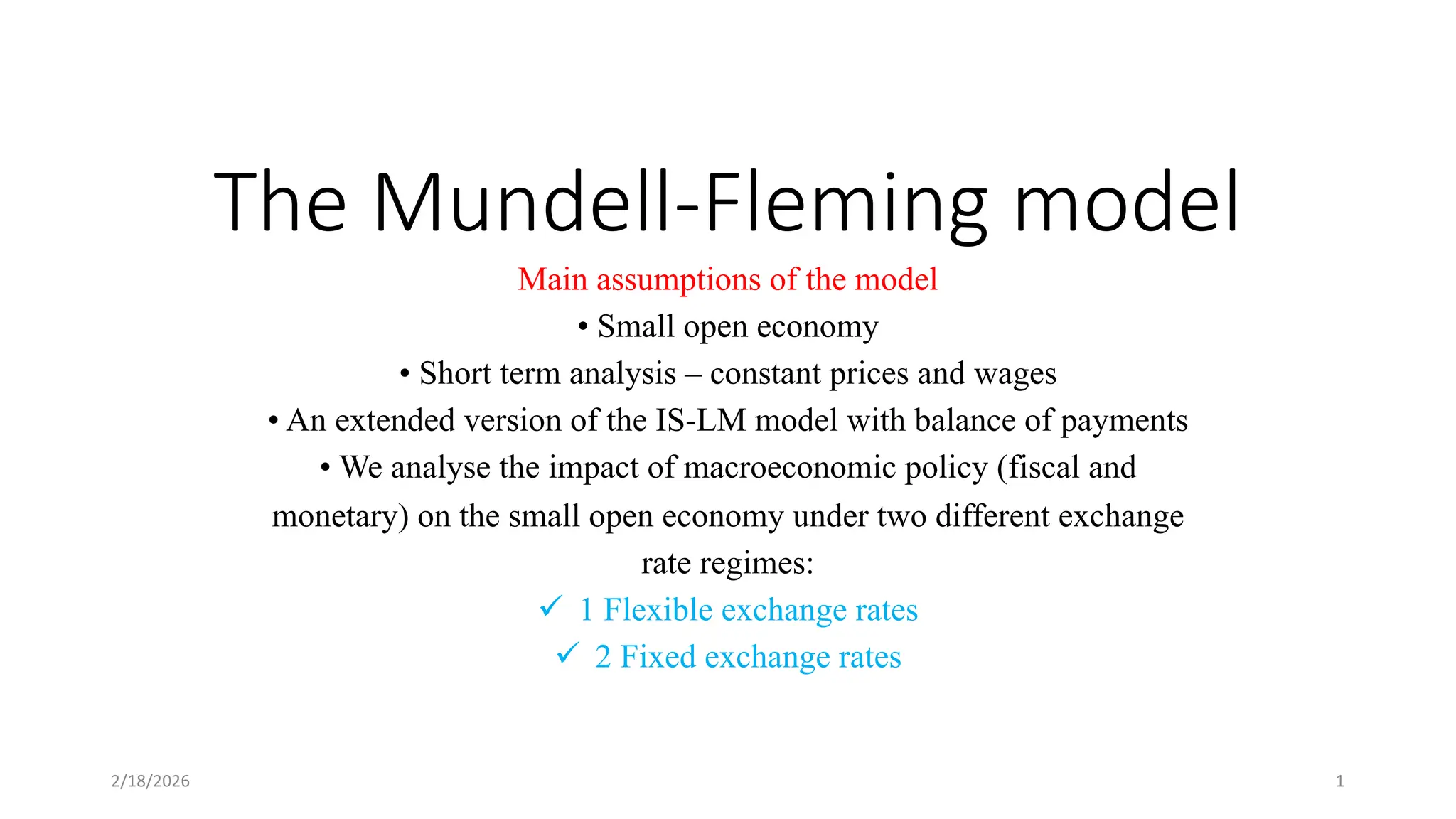Comprehensive Analysis of the Mundell-Fleming Model in Open Economies | PDF