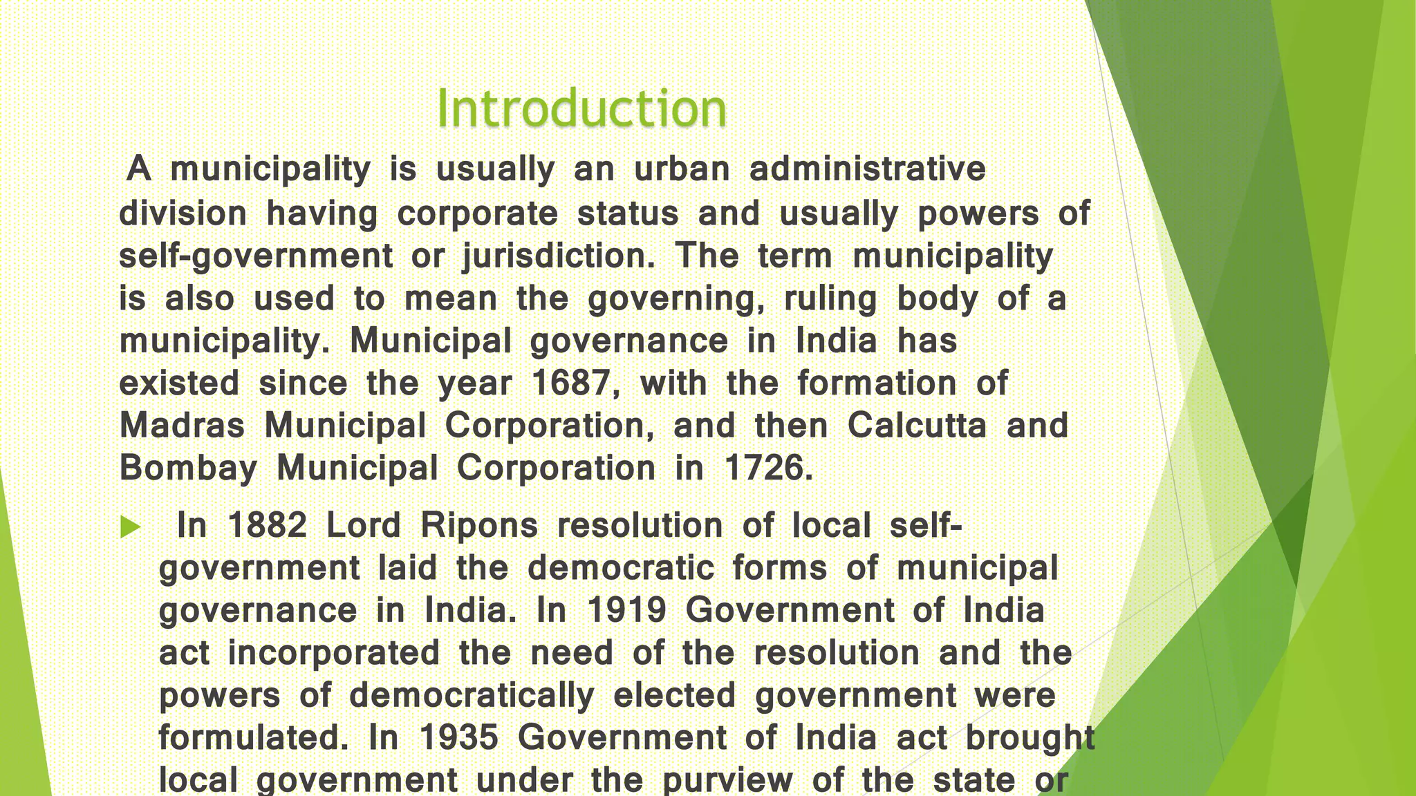 The municipalities | PPTX