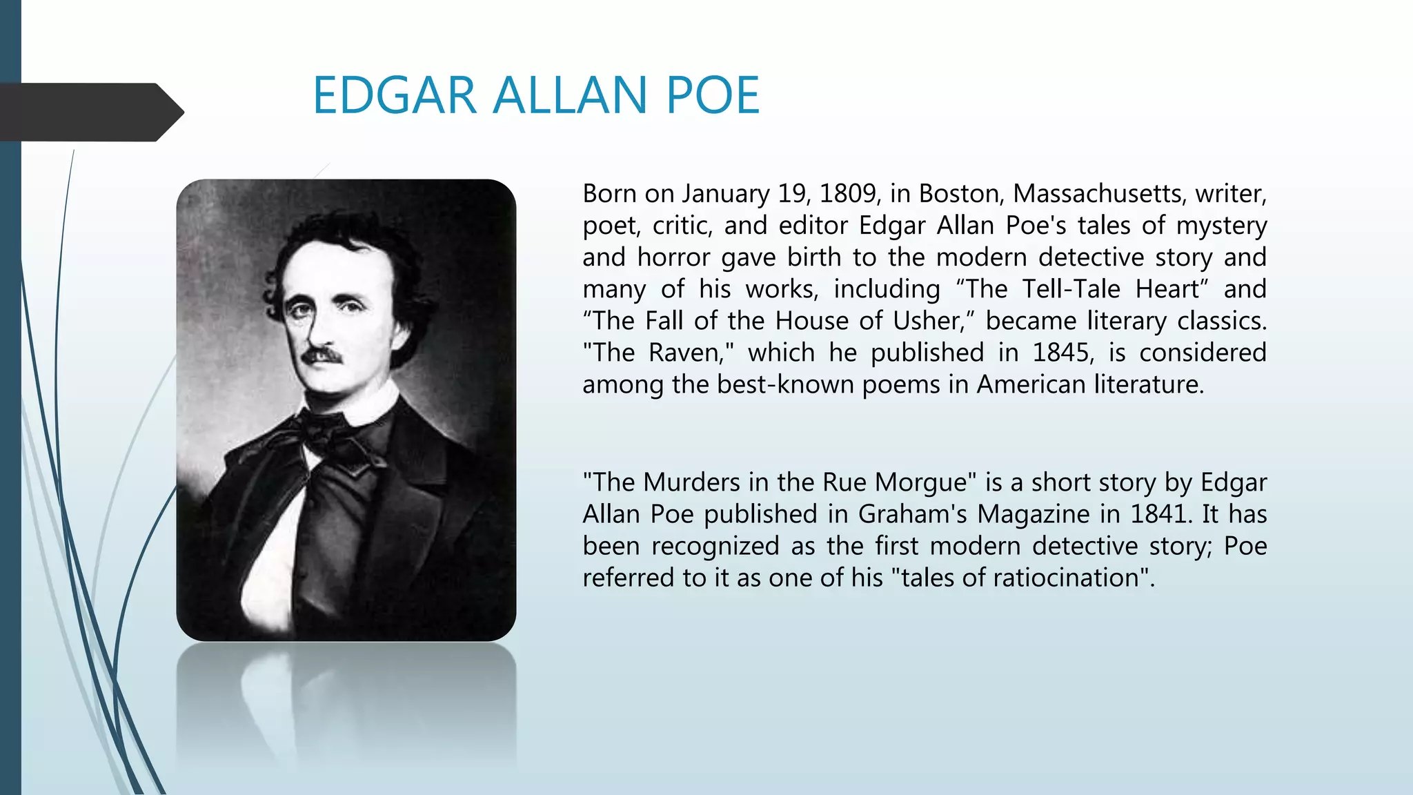 THE MURDERS IN THE RUE MORGUE written by Edgar Allan Poe | PPT