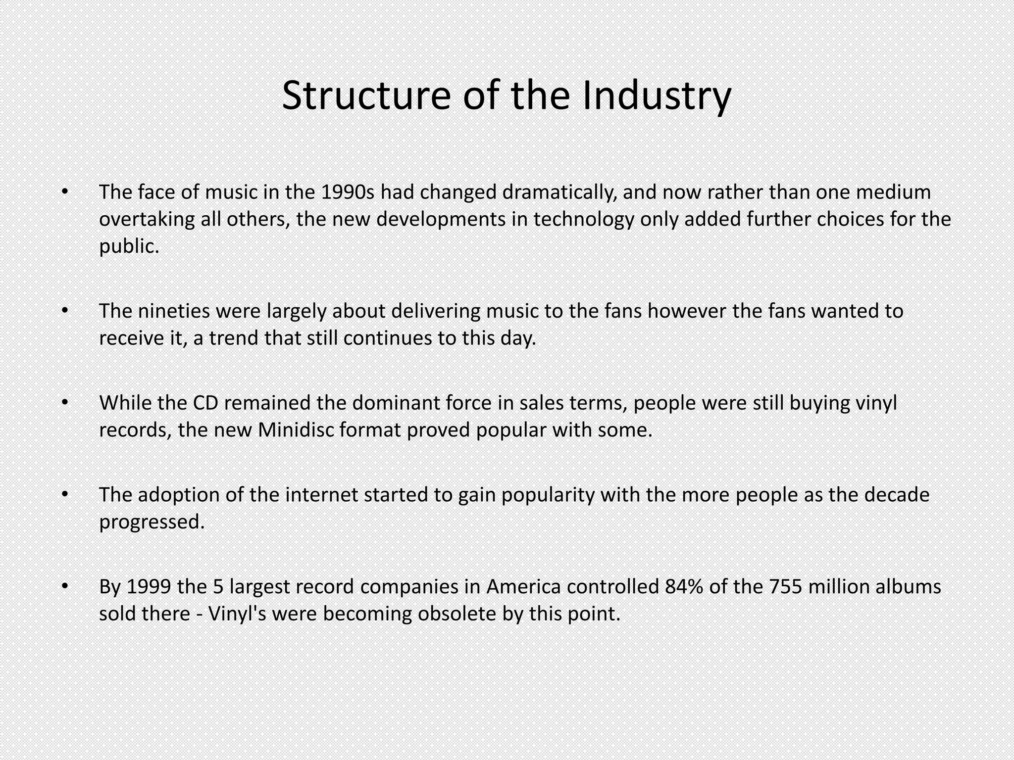 The music industry 1990s | PPTX