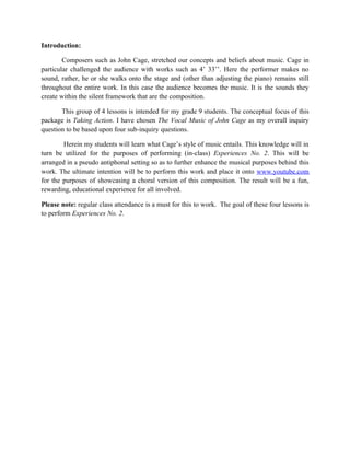"Experiences No. 2" The music of john cage in 4 lessons | PDF