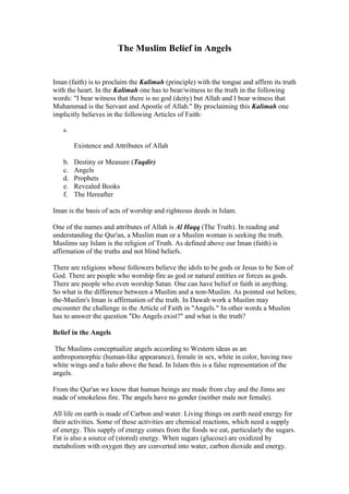 The Muslims Belief In Angels | DOC