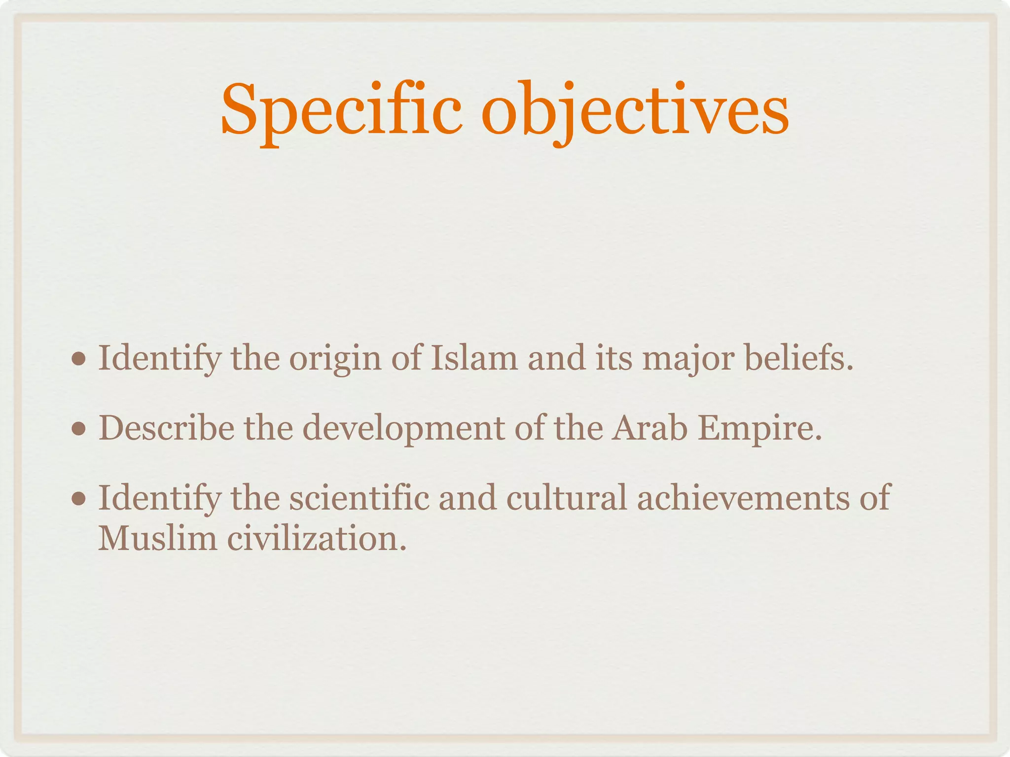 The Muslim World | KEY