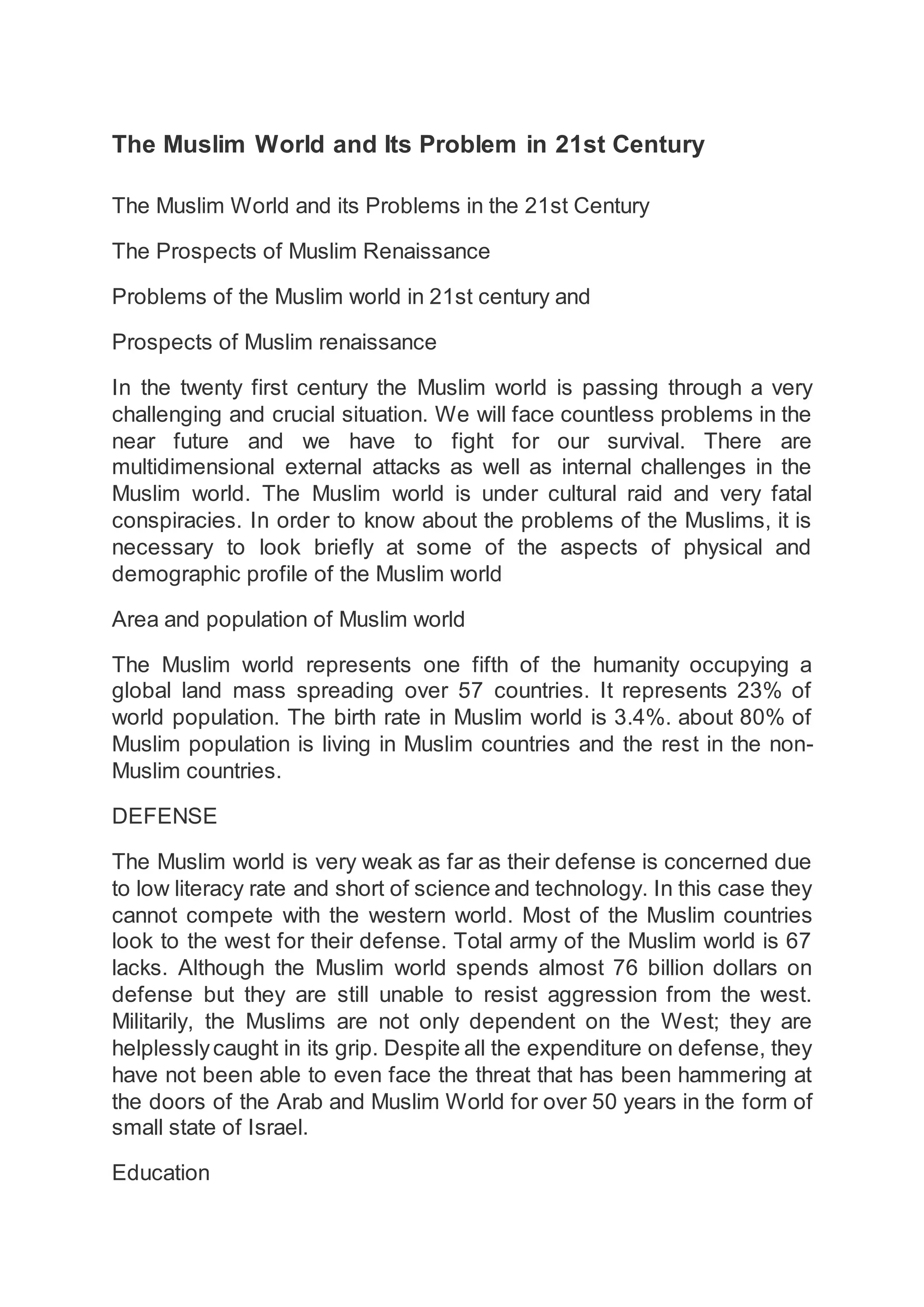 The muslim world and its problem in 21st centuryvhjgvhj | DOCX
