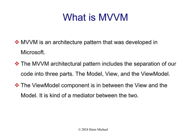 The MVVM Architecture in Java [Free Meetup] | PPT