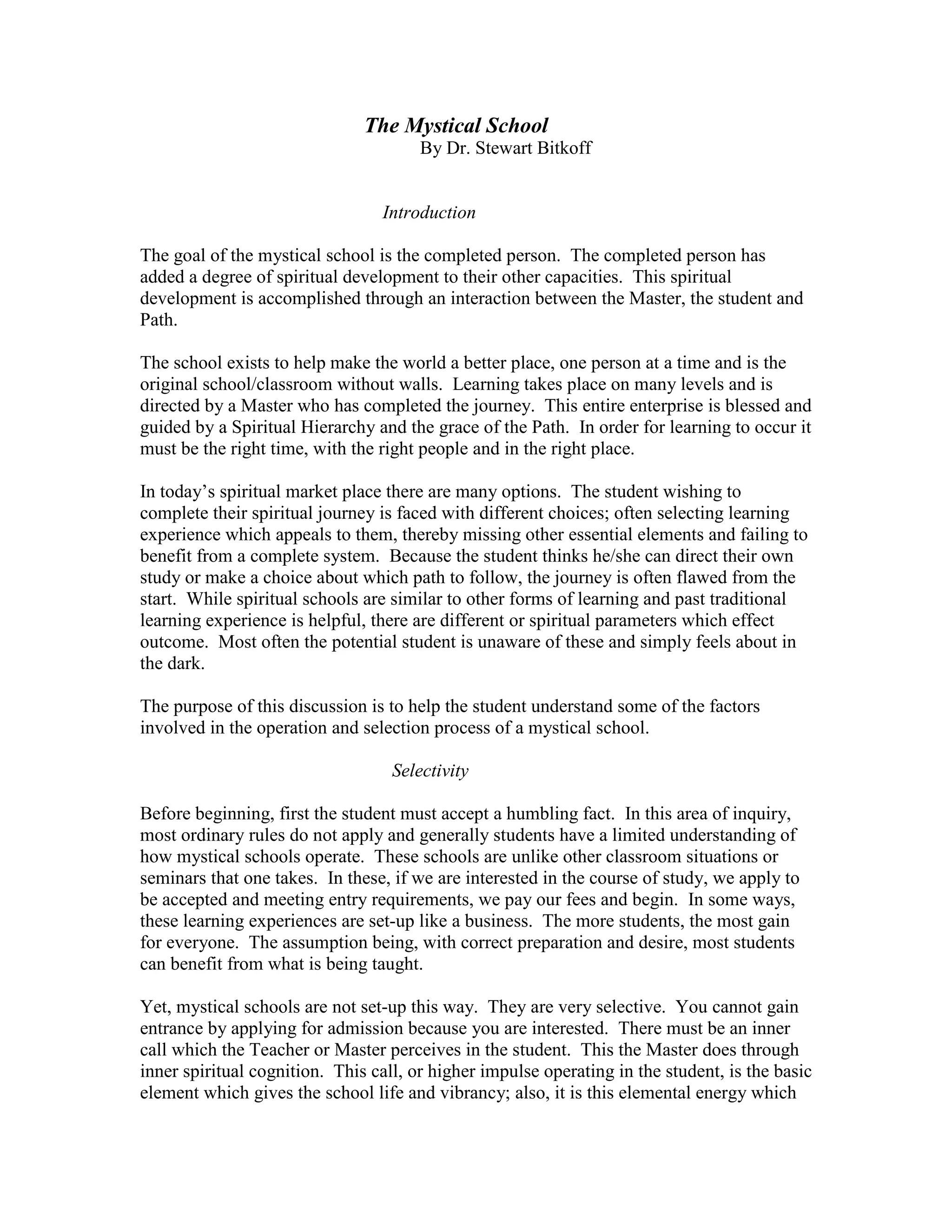 The Mystical School | PDF