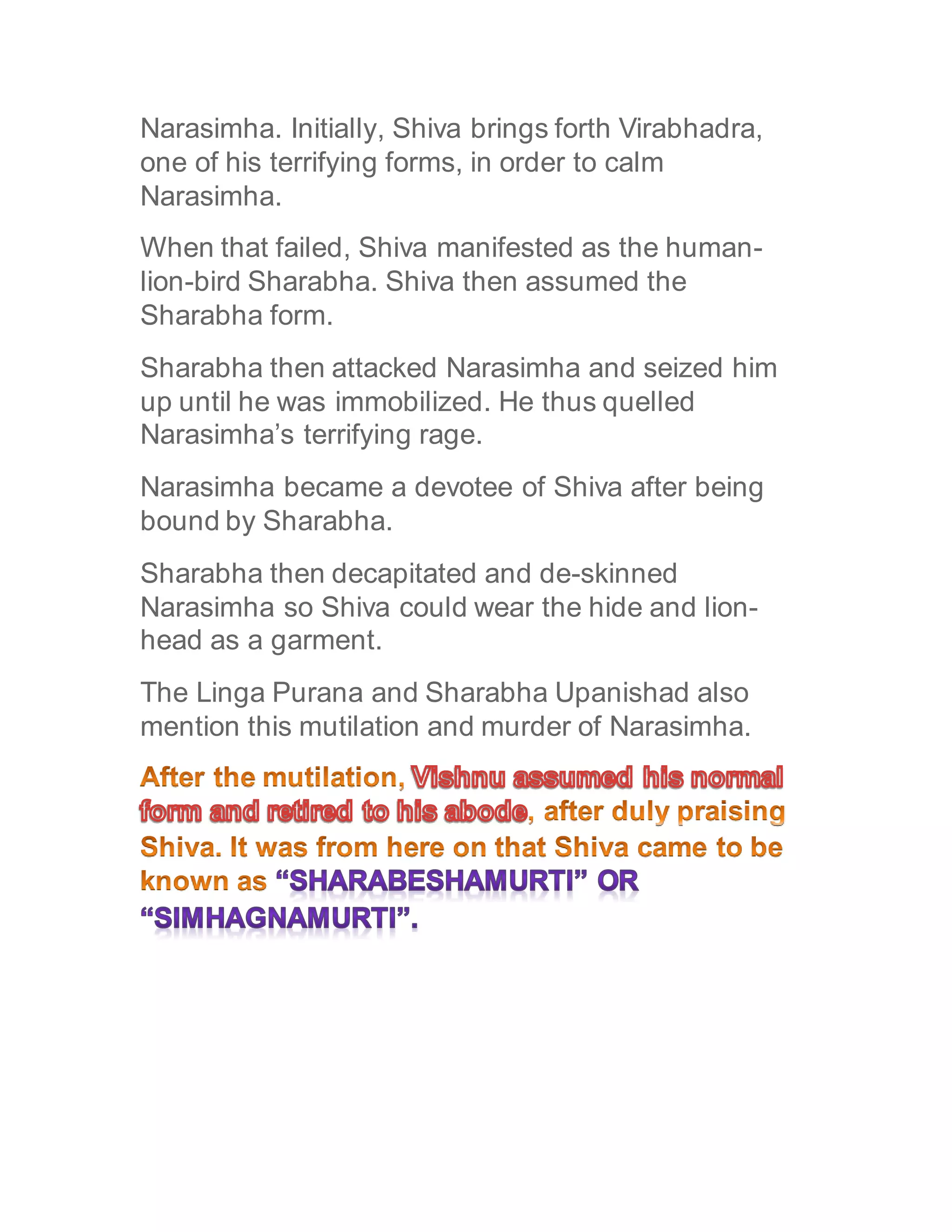 The mythical creature sharabha . | DOCX | Death, Injury, or Military ...