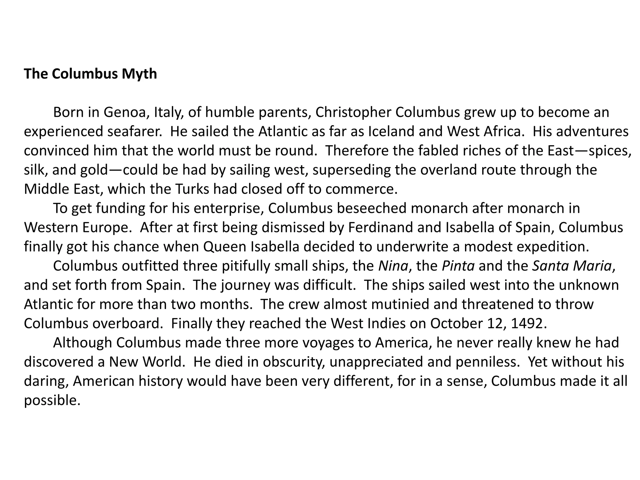 The myth of columbus | PPTX