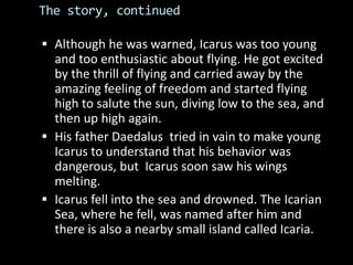 The myth of icarus power point | PPTX