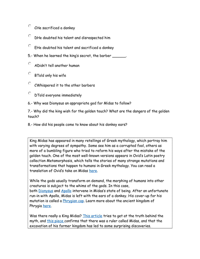 The myth of King Midas and his golden touch | DOC