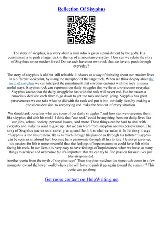The Myth Of Sisyphus Essay | PDF