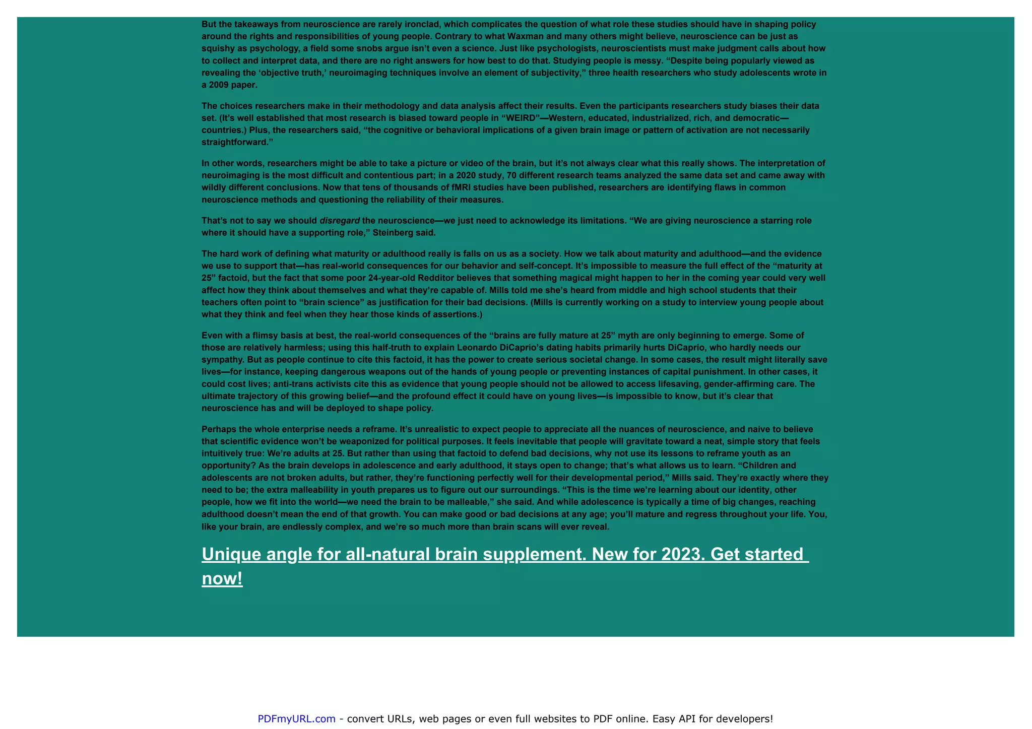 The Myth of the 25-Year-Old Brain.pdf | Brain and Nervous System ...