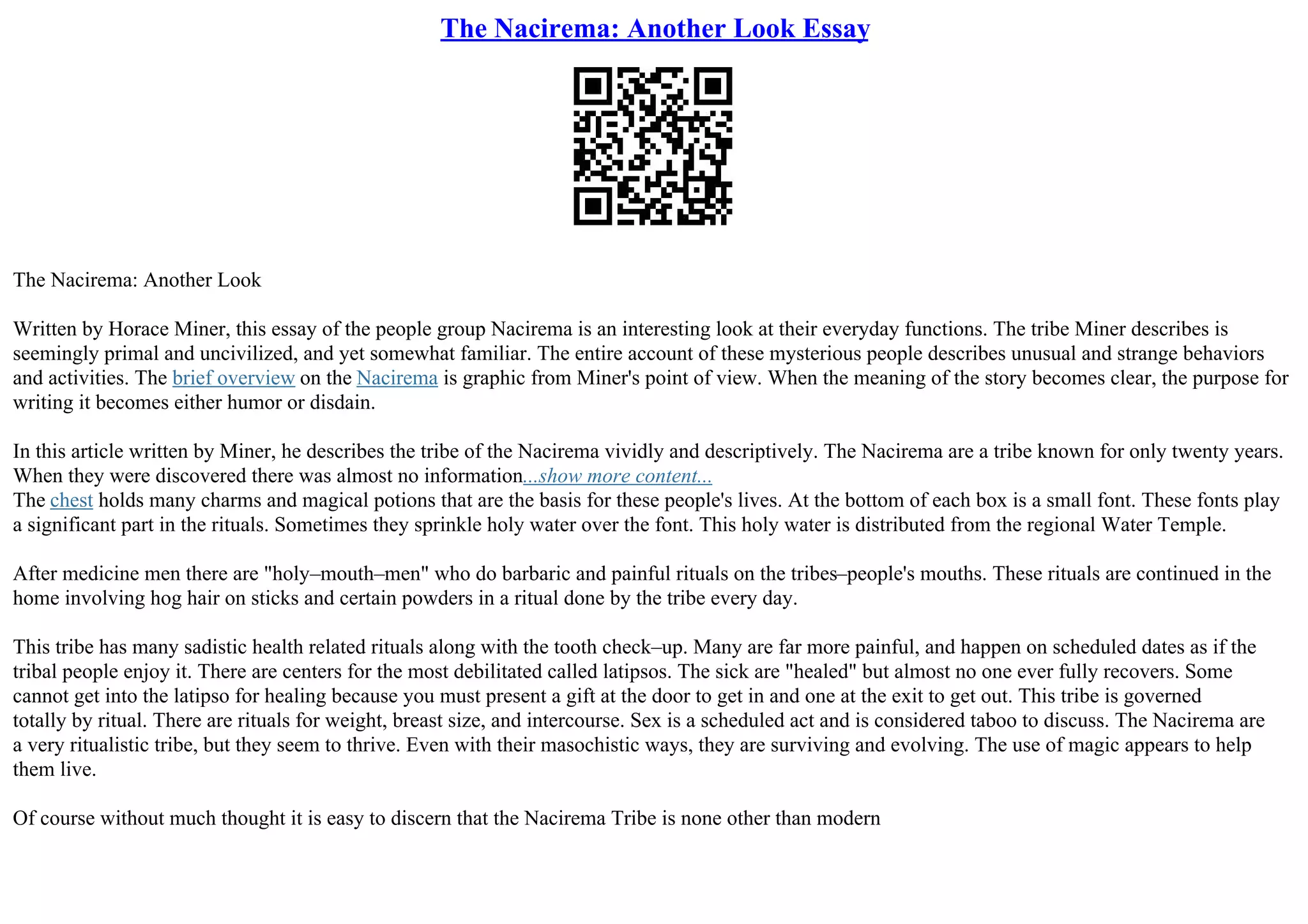 The Nacirema Tribe | PPT