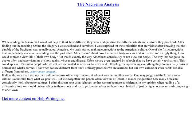 The Nacirema Tribe | PDF