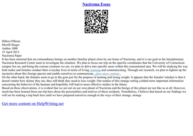 The Nacirema Tribe | PDF