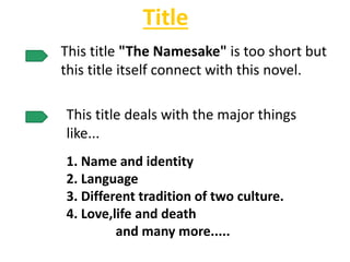 Important Images In The Namesake