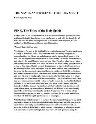 The names and titles of the holy spirit | PDF