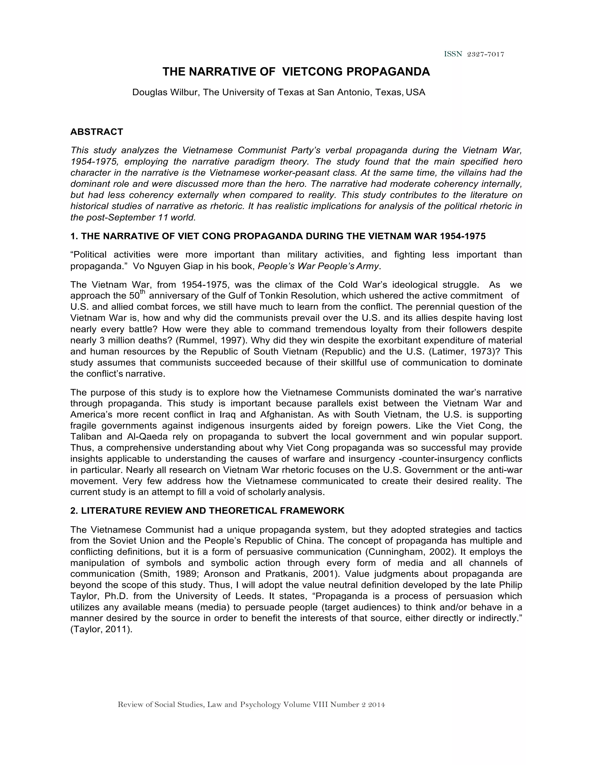 The narrative of vietcong propaganda | PDF