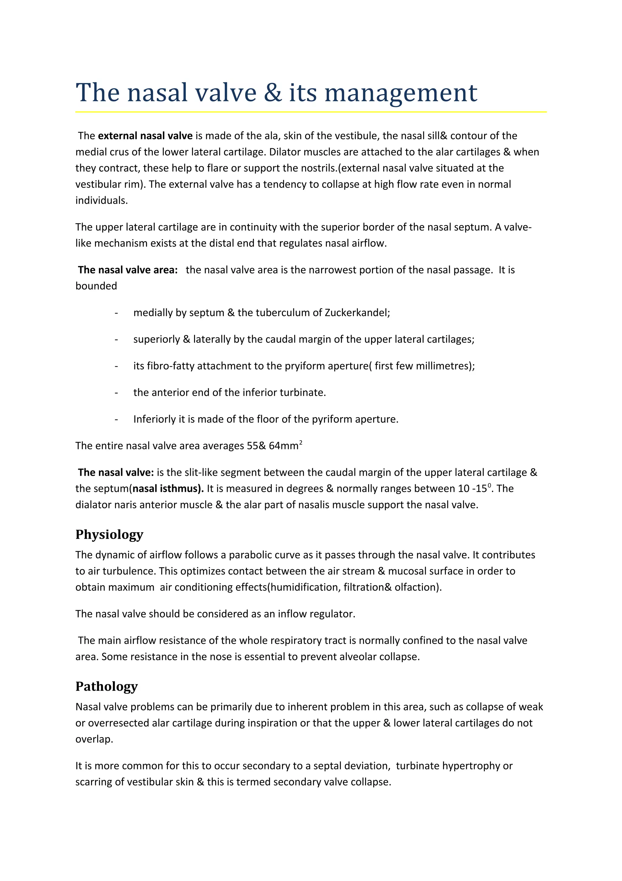 The nasal valve & its management | DOC