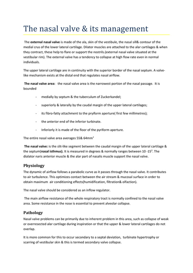 The nasal valve & its management | DOC | Ear, Nose and Throat ...