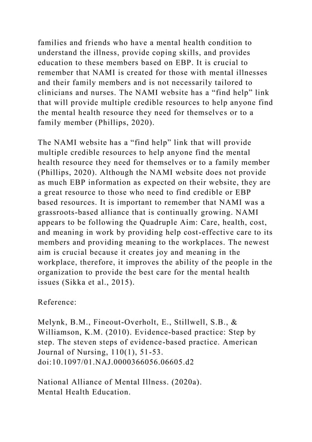 The National Alliance of Mental Illness (150-word response)Th.docx