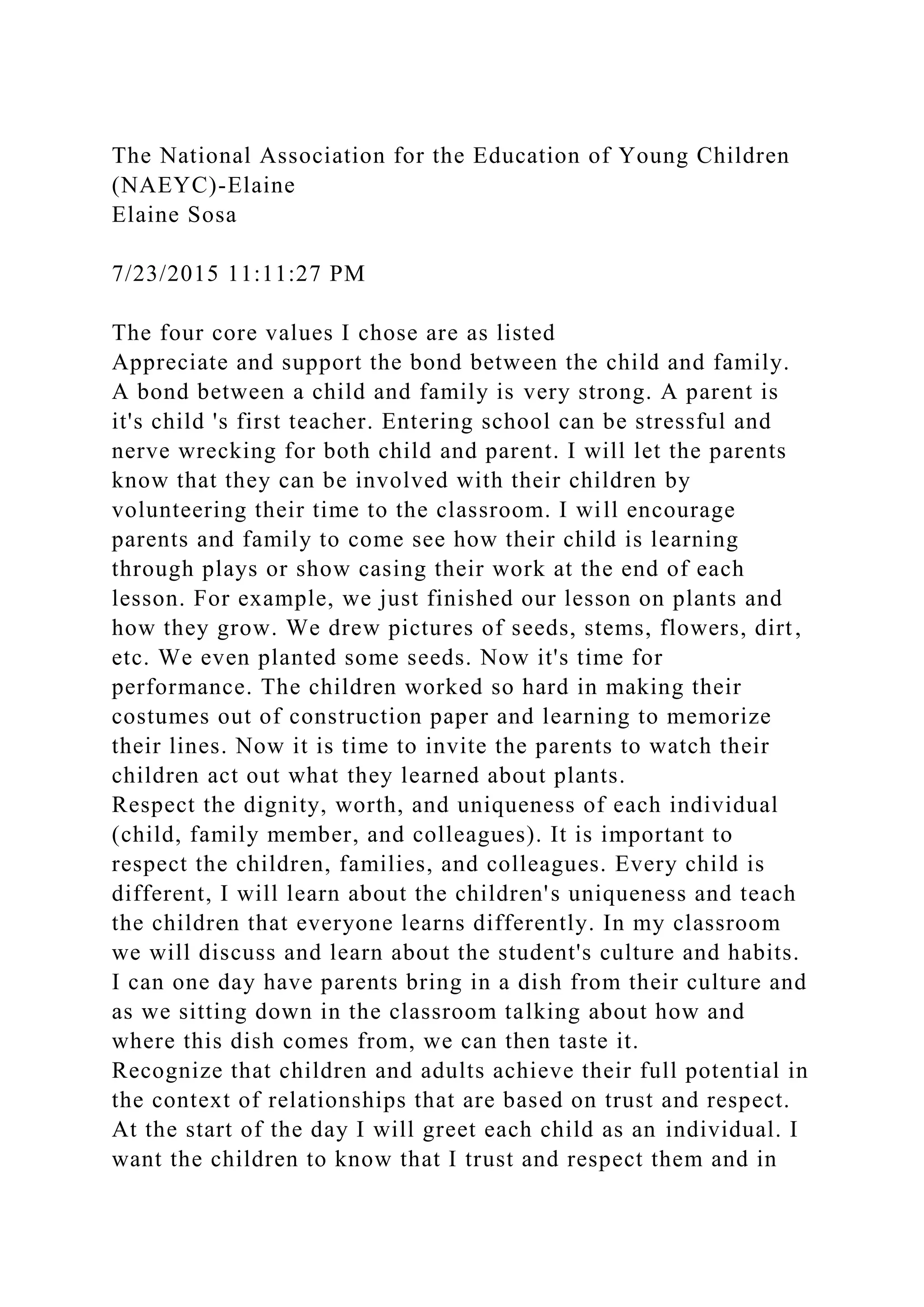 The National Association for the Education of Young Children (NAEYC).docx