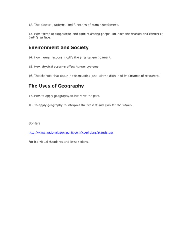 The national geography standards | DOC | Geography | Science