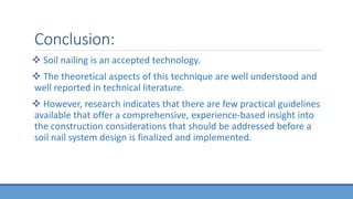 Soil Nailing technique( a brief study in the domain of Geotechnical ...