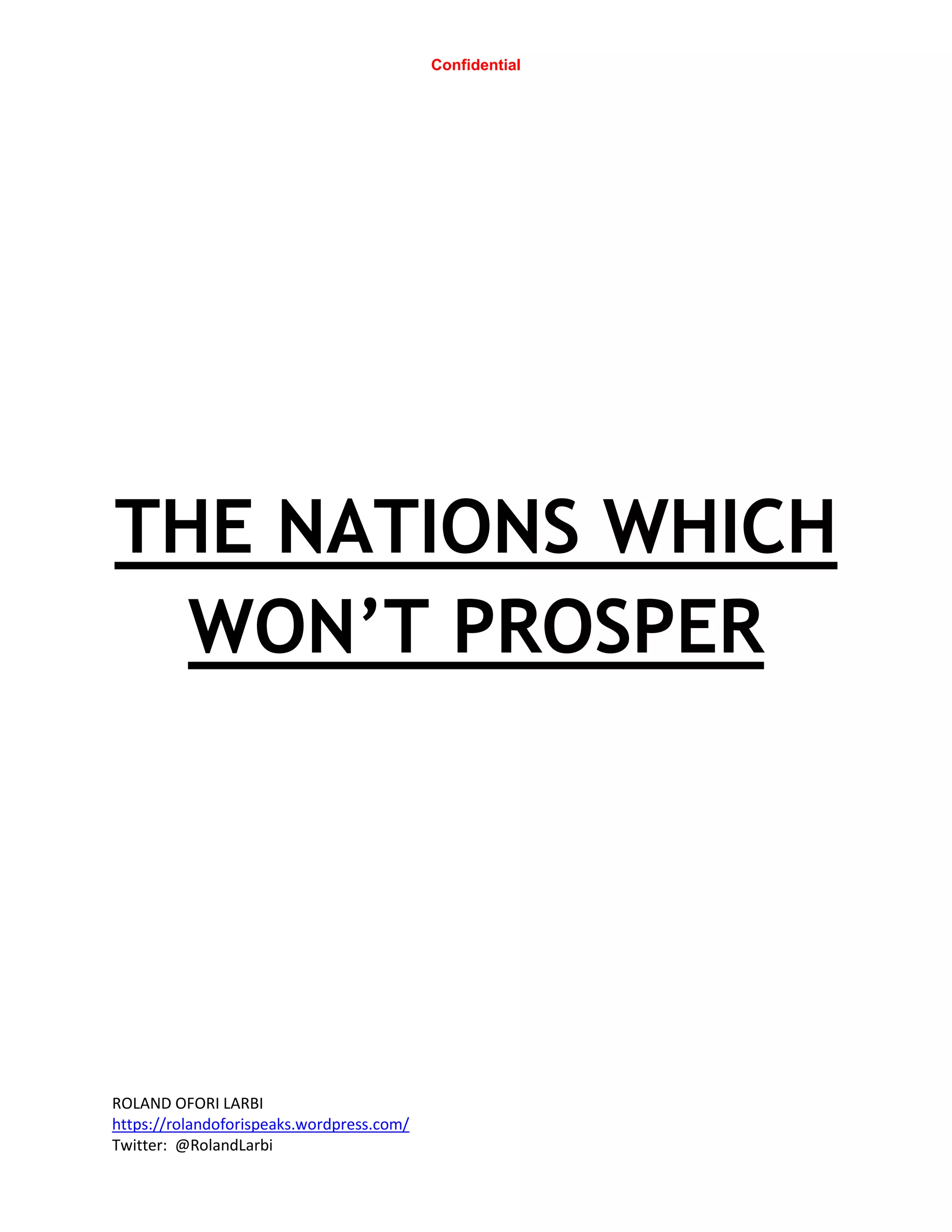 THE NATIONS WHICH WONT PROSPER | PDF