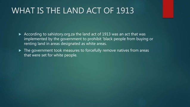 The native land act of 1913 | PPTX | Land and Farms | Real Estate