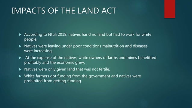 The native land act of 1913 | PPTX | Land and Farms | Real Estate