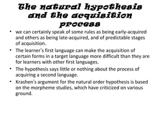 The natural order hypothesis | PPT