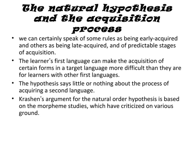 The natural order hypothesis | PPT