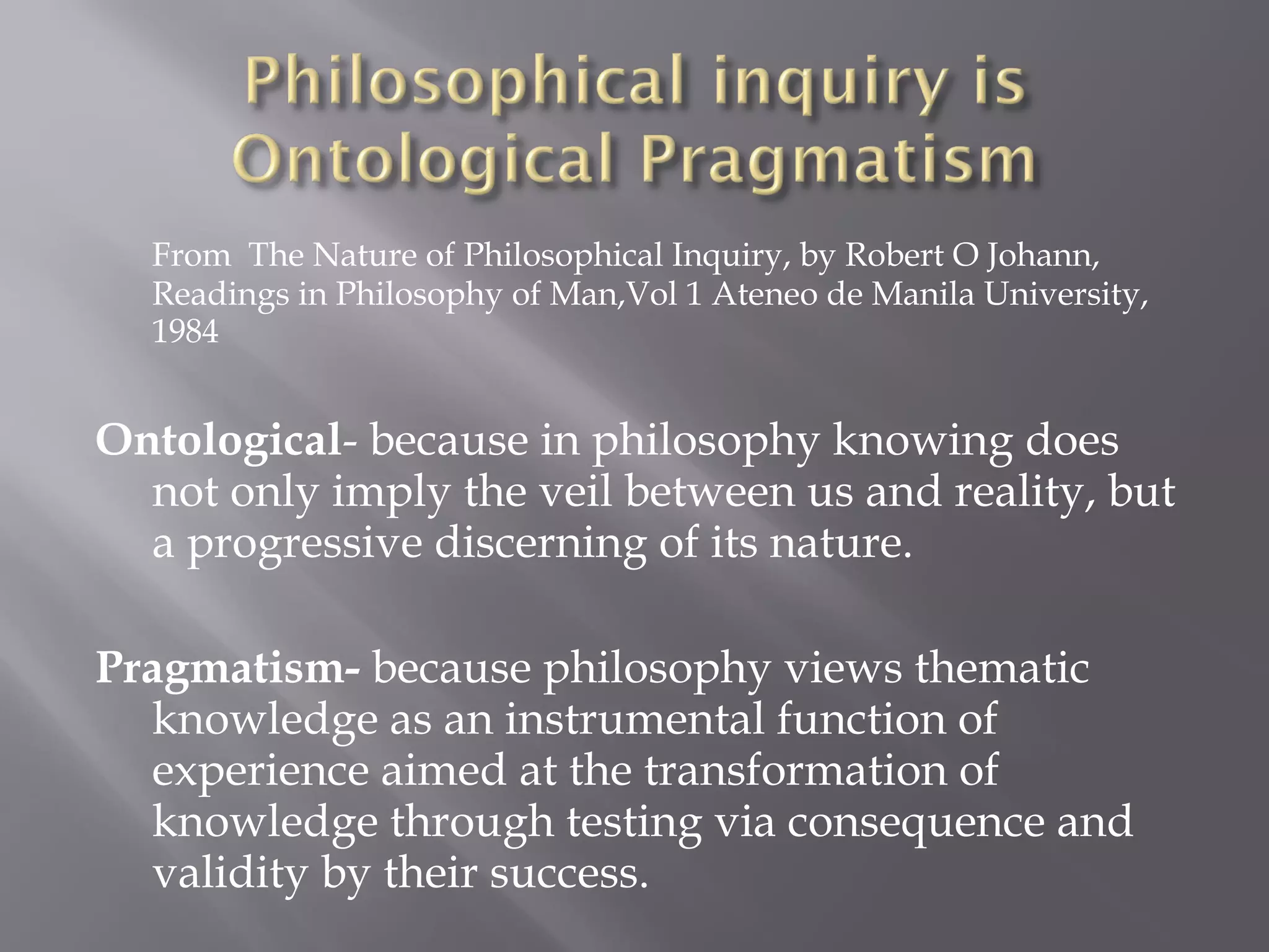 The nature.of philosophical inquiry | PPT