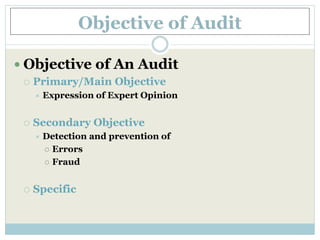 The nature and purpose of auditing | PPTX