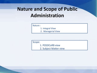 The Nature and Scope of Public Administration powerpoint | PPTX