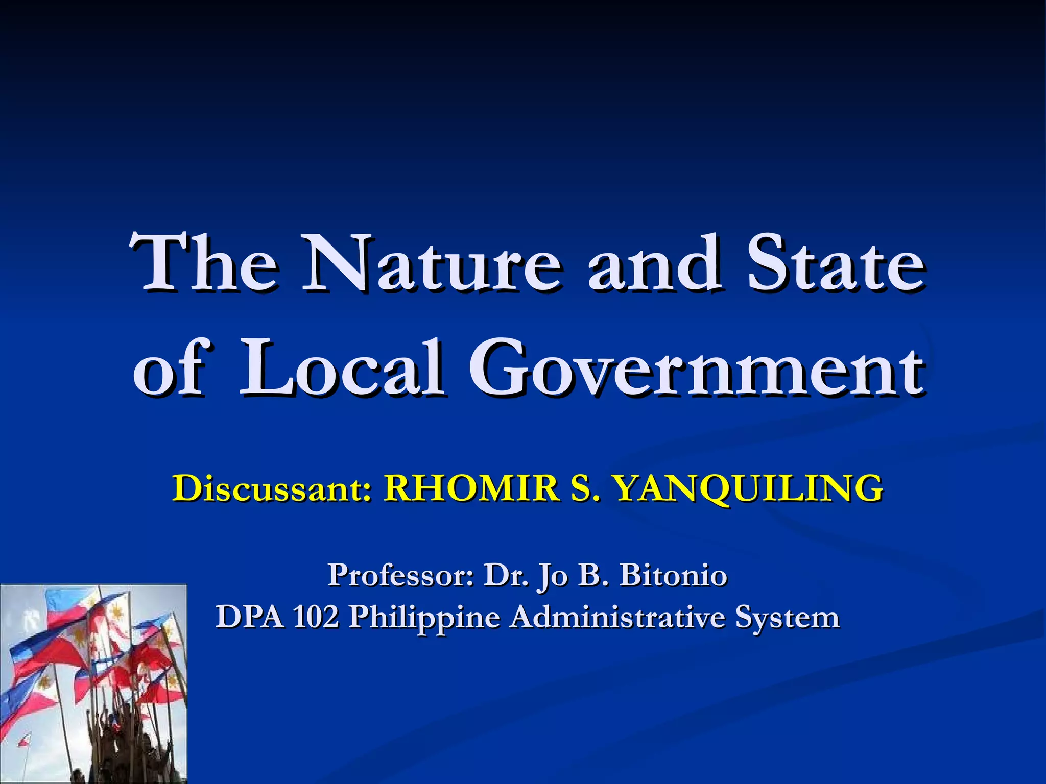 The Nature and State of Local Government | PPT