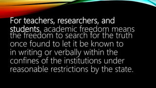 The nature of academic freedom | PPTX