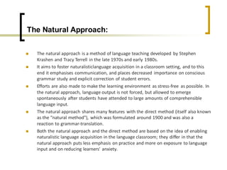 The Nature of Approaches and Methods in Language Learning | PDF