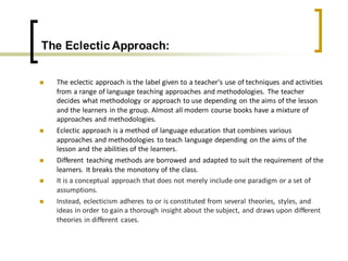 The Nature of Approaches and Methods in Language Learning | PDF