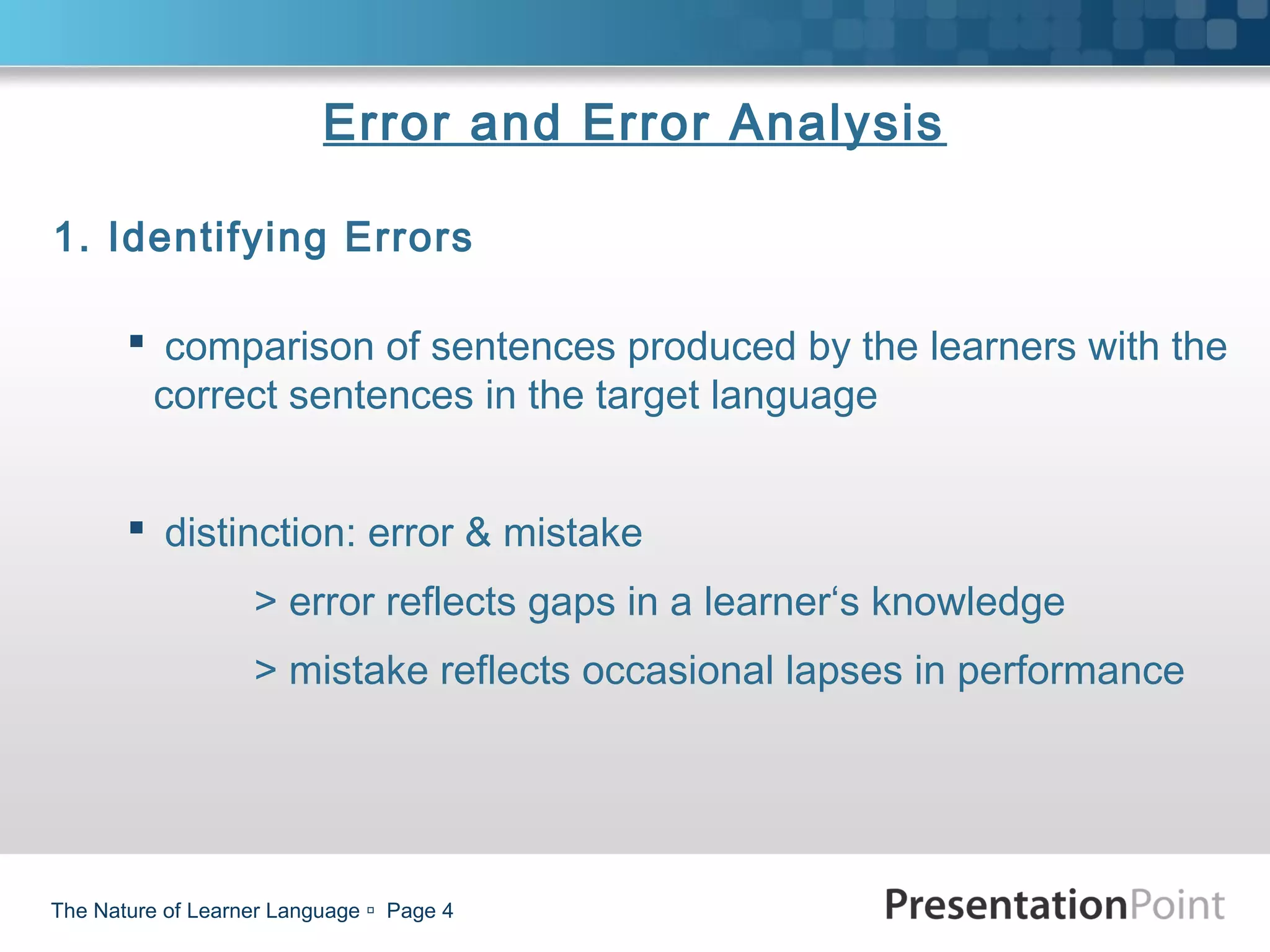 The Nature of Learners Language | PPT | Educational Assessment | Education